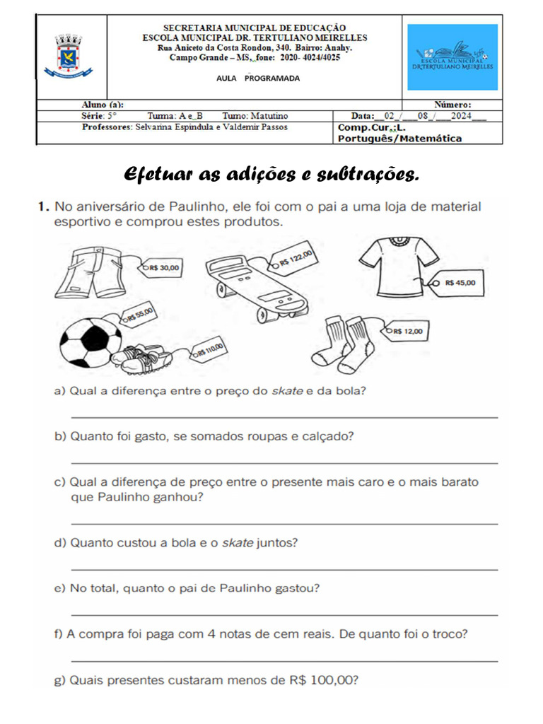 Aula Programada 2 Agosto 2024 | PDF