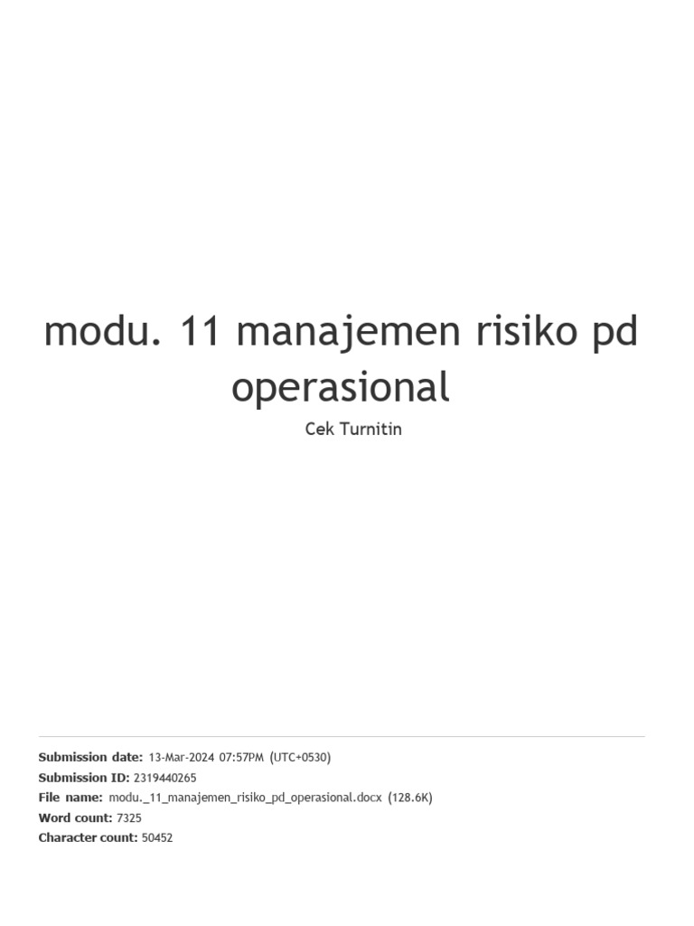Modul. 11 Manajemen Risiko Pd Operasional Fix | PDF