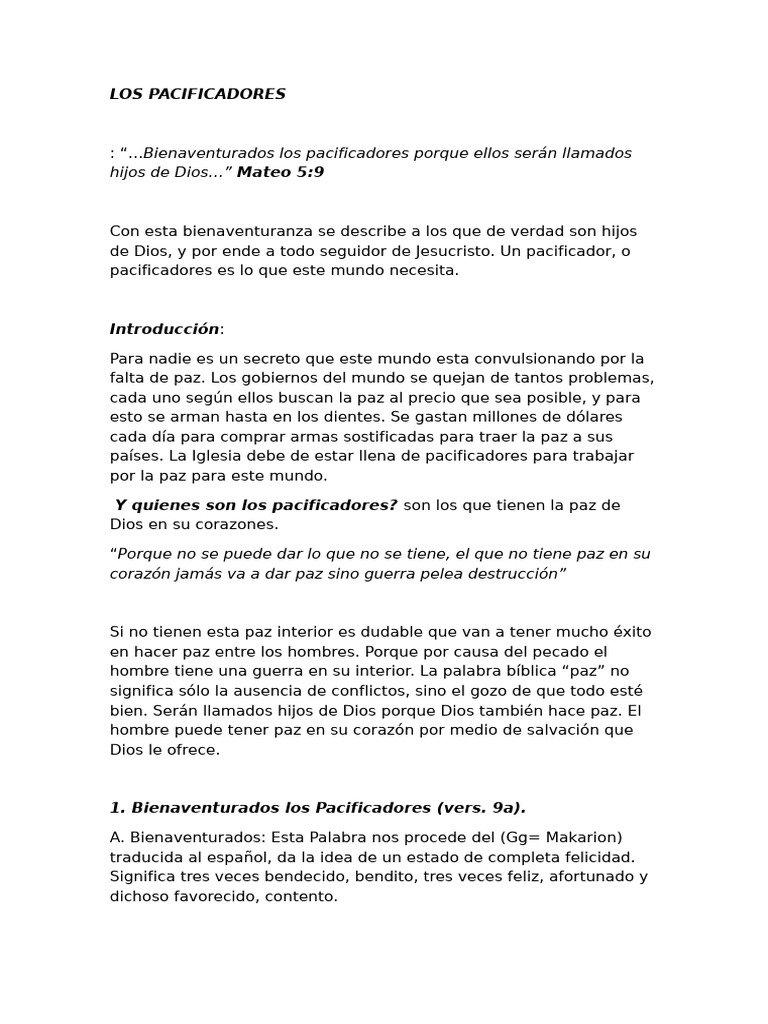 Los Pacificadores de Hoy | PDF | Paz | Filosofía
