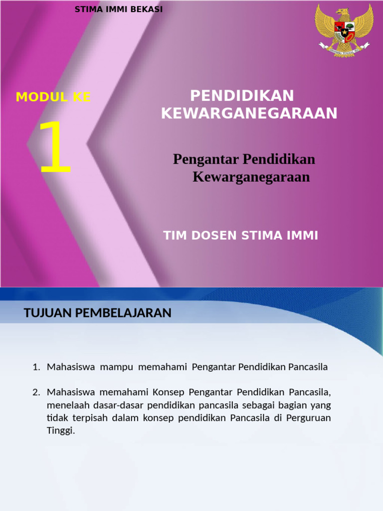 STIMA IMMI Modul 1 - Pengantar Pendidikan Pancasila | PDF