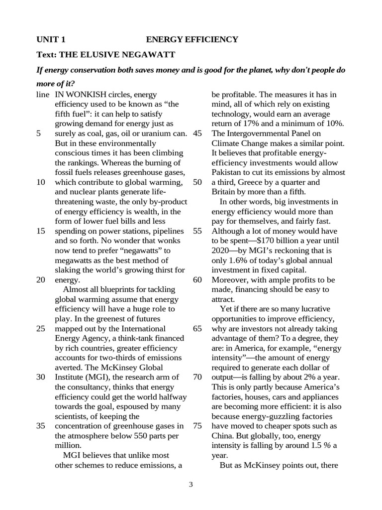 Unit 1 Energy Efficiency | PDF