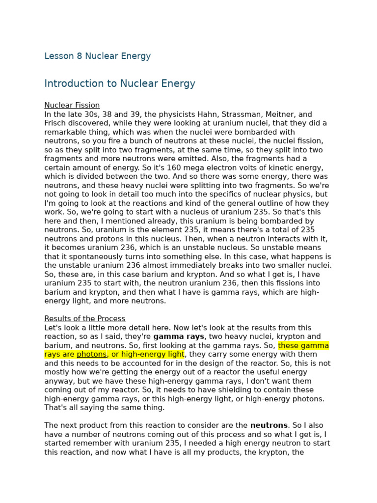 Lesson 8 Nuclear Energy | PDF
