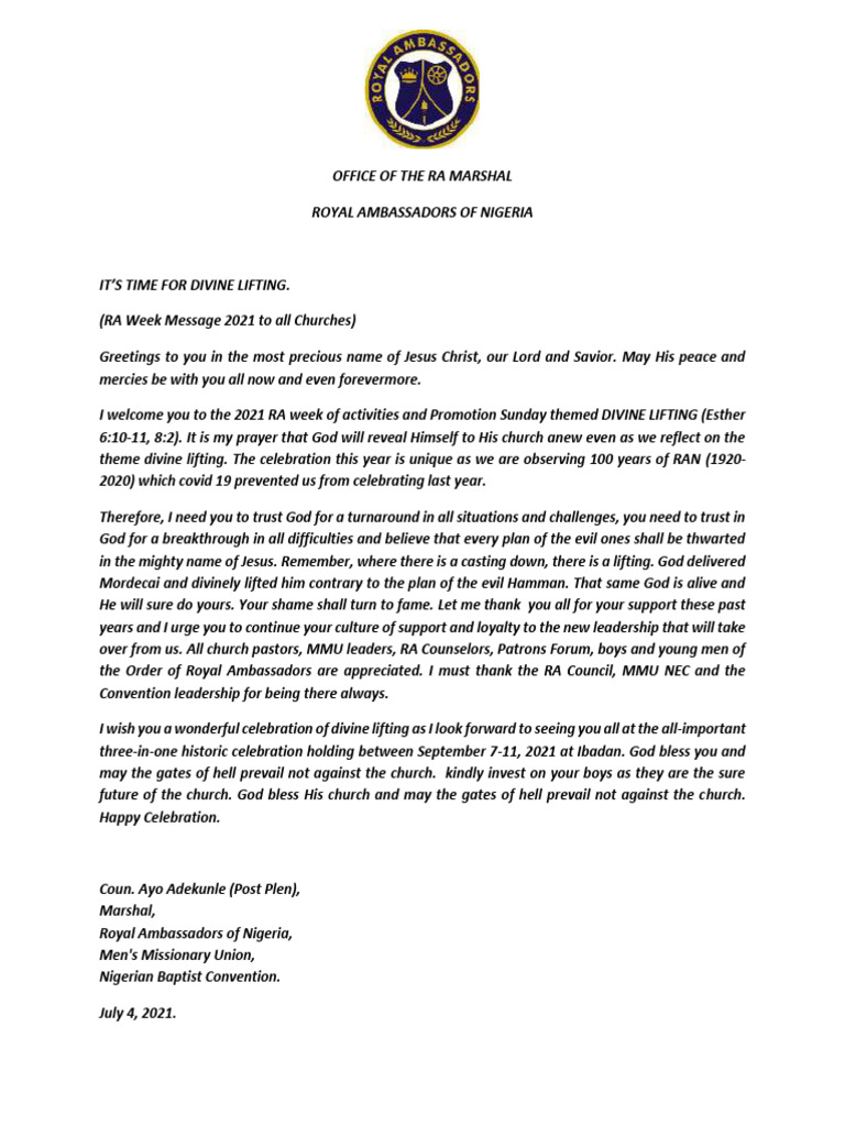 Ra Week Message 2021 | PDF