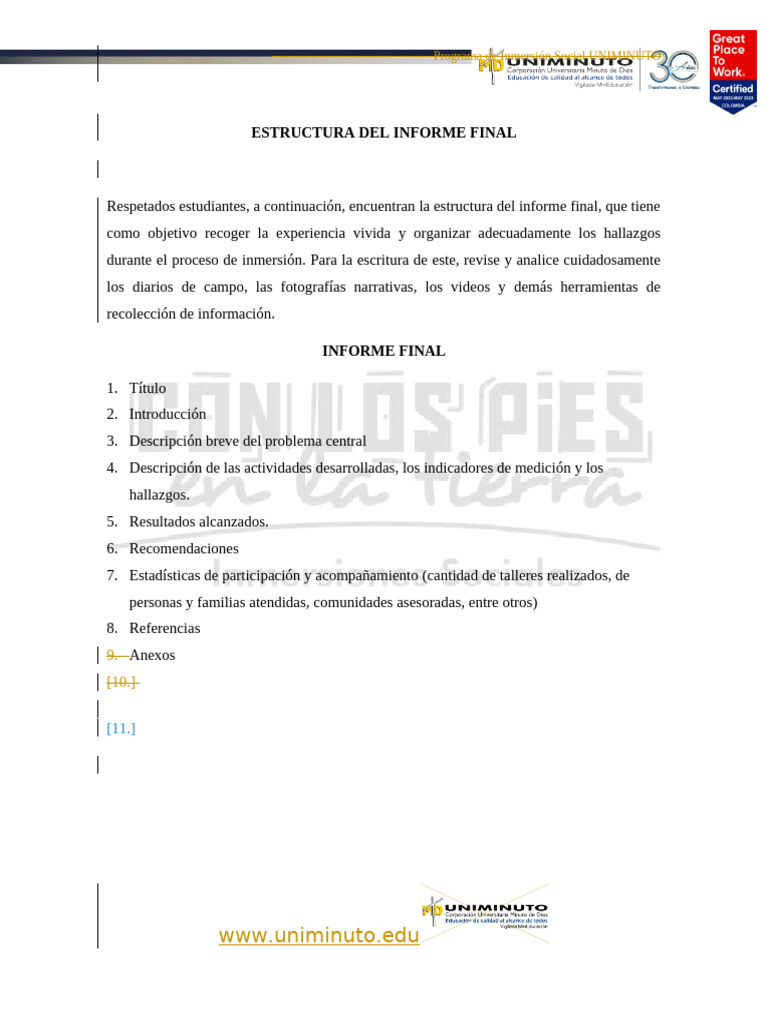 Estructura del informe final | PDF