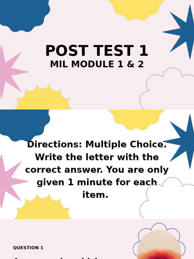 MIL Q1 Post - Test 1 | PDF | Communication | Social Science
