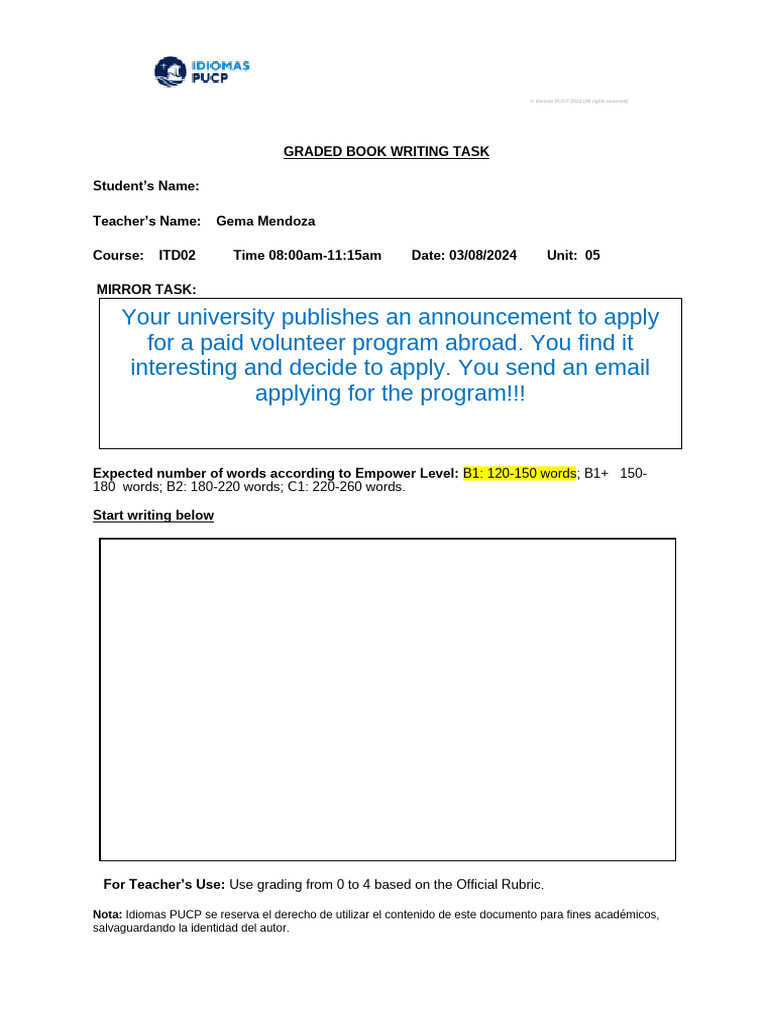 GRADED BOOK WRITING TASK - ITD02 (Name) | PDF