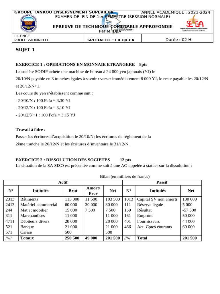 Technique Compta Appro LP CCA 1 | PDF