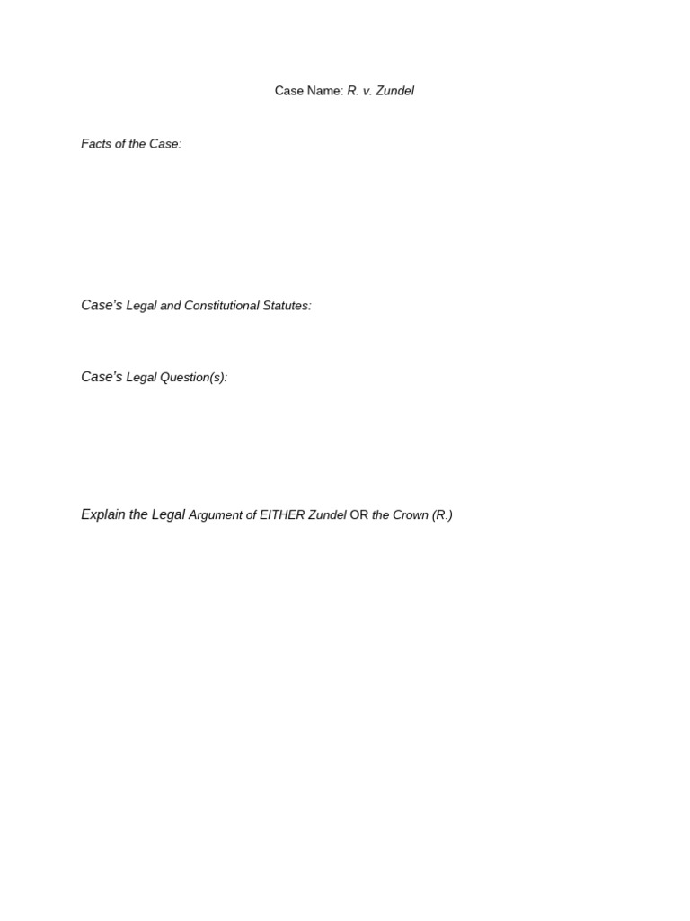 Case Brief 1301 - R v. Zundle | PDF
