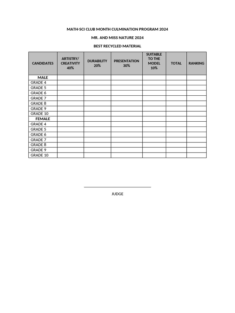 Criteria for Judging Math-Sci 2024 | PDF