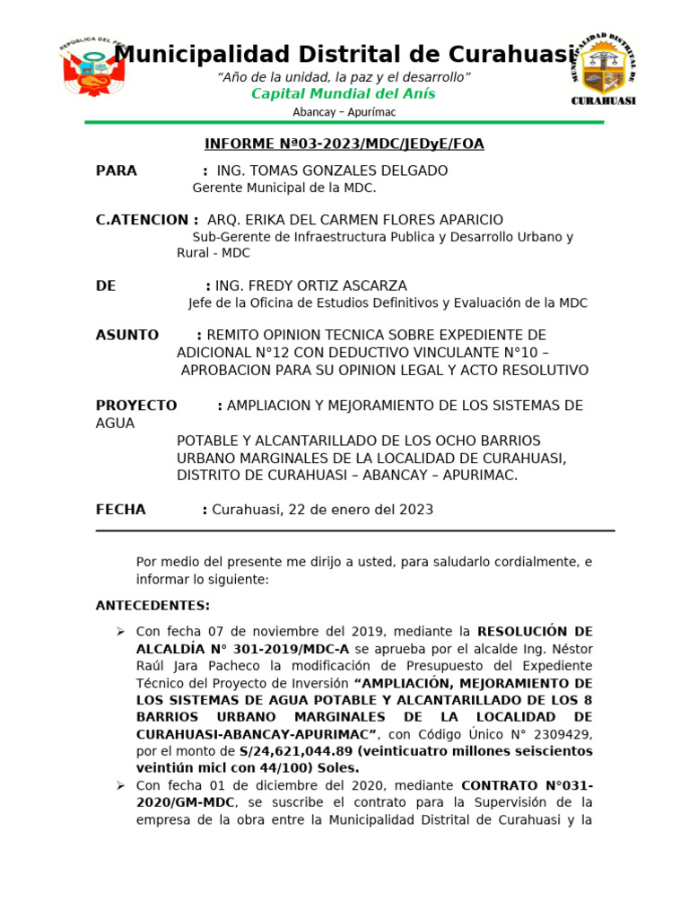 Informe N°3 (1) Adicional N°12 Con Deductivo Vinculante N°10 | PDF