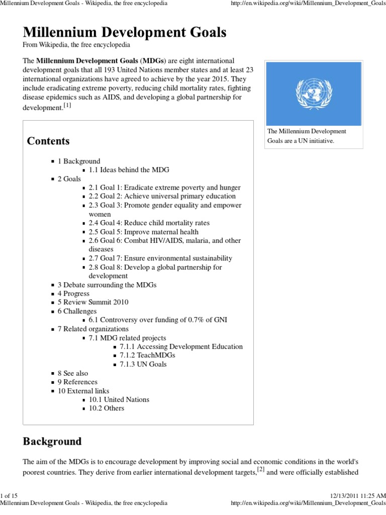 Millennium Development Goals - Wikipedia, The Free Encyclopedia | PDF ...