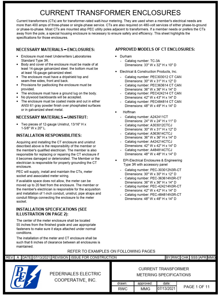 CT Metering Enclosure Specifications | PDF | Manufactured Goods ...