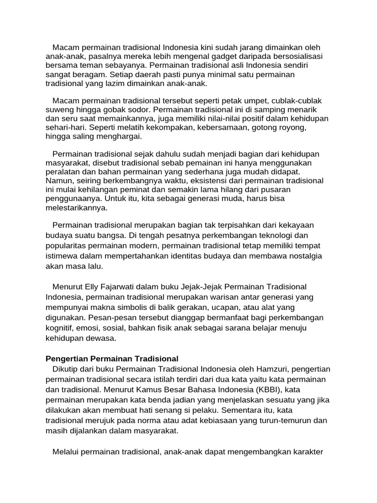 Permainan Tradisional | PDF