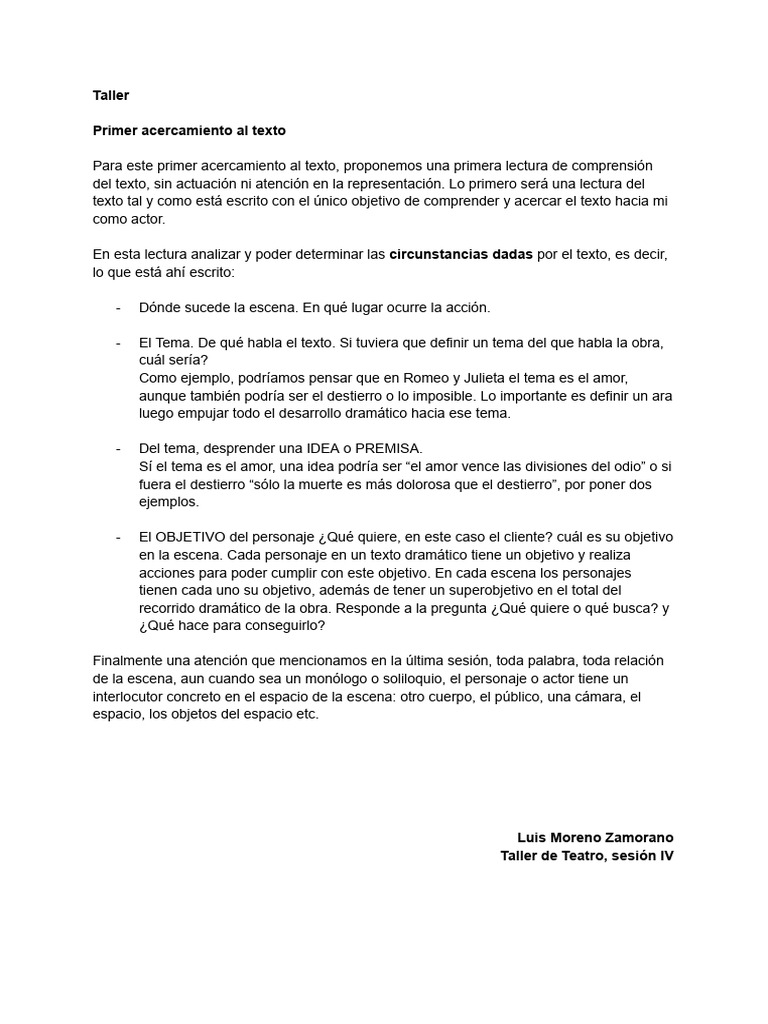 Primer Acercamiento Al Texto | PDF