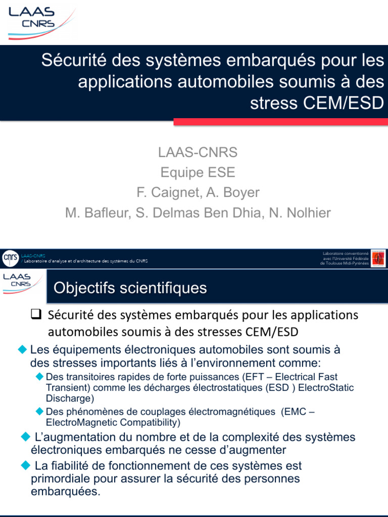 Securite Des Systemes Embarques Soumis A Des Stress Cem Esd | PDF
