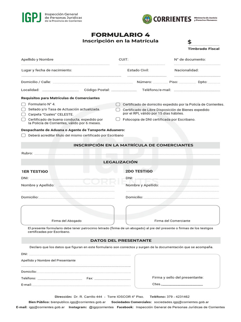 FORMULARIO 4 - Inscripción en La Matrícula | PDF