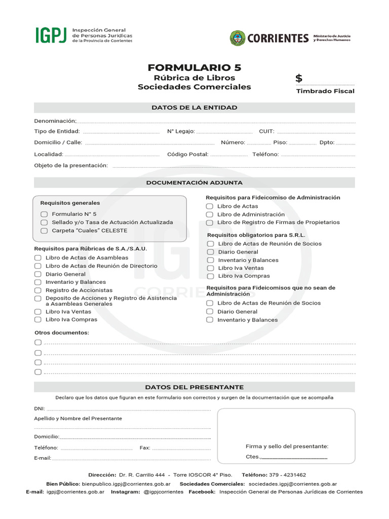 FORMULARIO 5 - Rúbrica de Libros - Sociedades | PDF