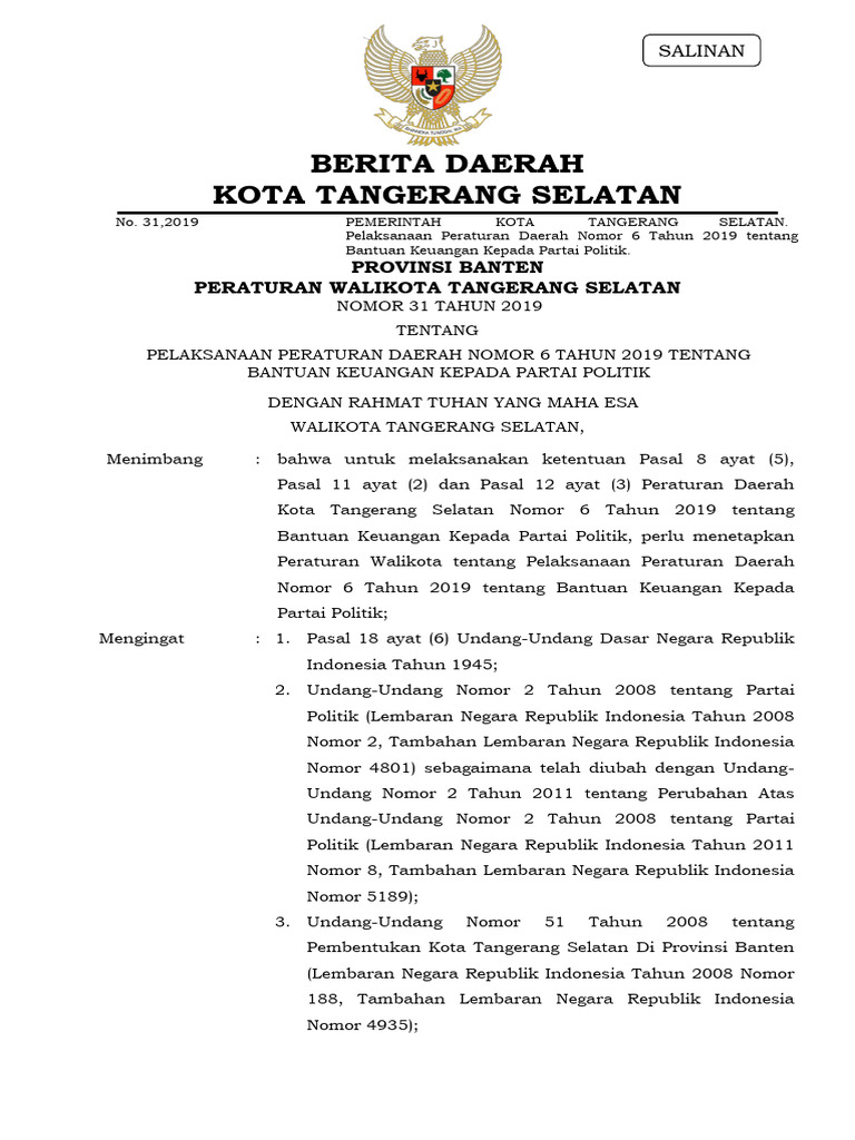 Perwal 31 2019 | PDF