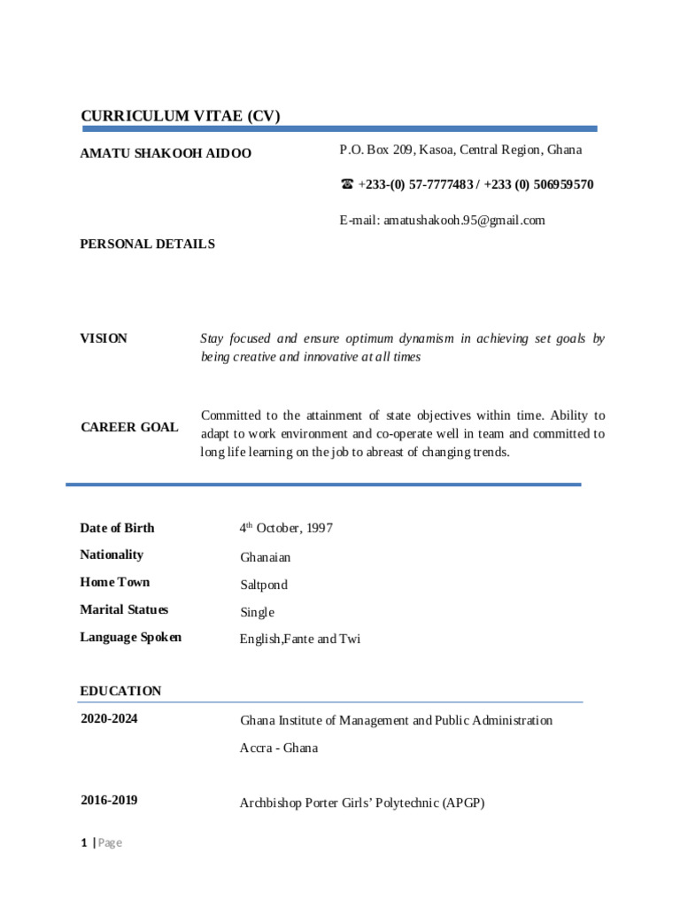 Amats Current CV | PDF | Ghana