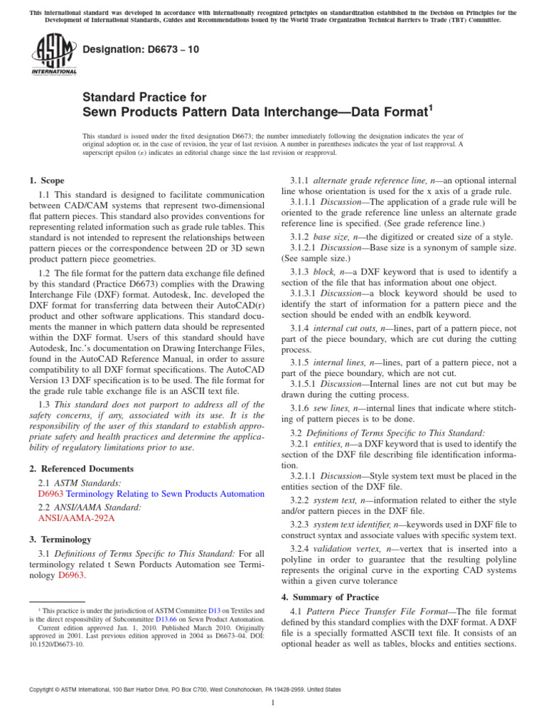 DXF ASTM SpecD6673.33508 | PDF