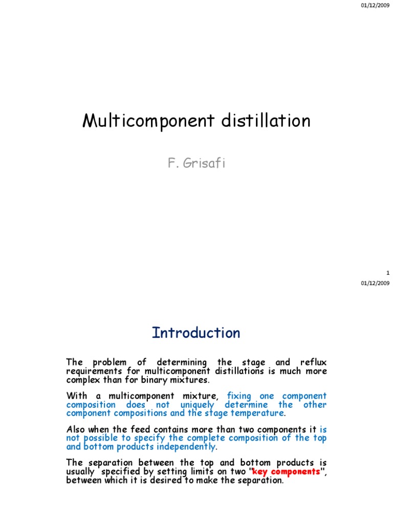 Multi Component Distillation | PDF | Distillation | Unit Operations