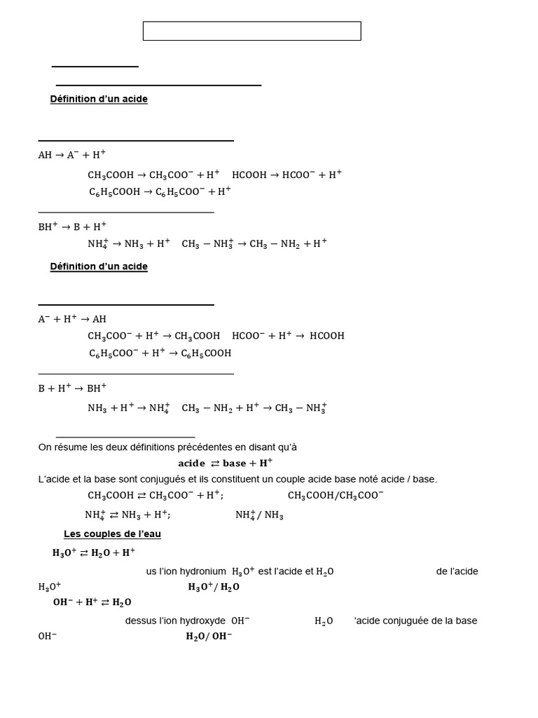 Couples Acide-Base et Acides Faibles | PDF | Acid Dissociation Constant | Branches Of Thermodynamics