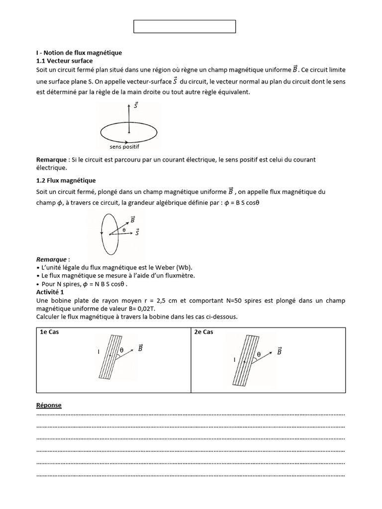 Induction Magnétique Cours Eleve | PDF