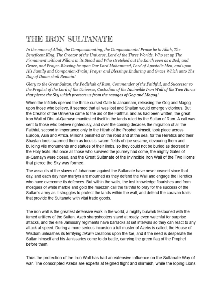The Iron Sultanate | PDF