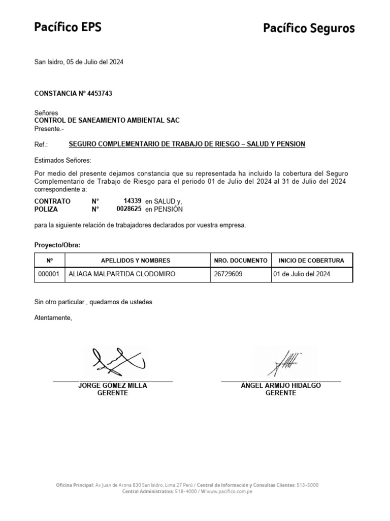 CONTROL SAC - 5 Julio-SCTR - Reporte - Constancia | PDF