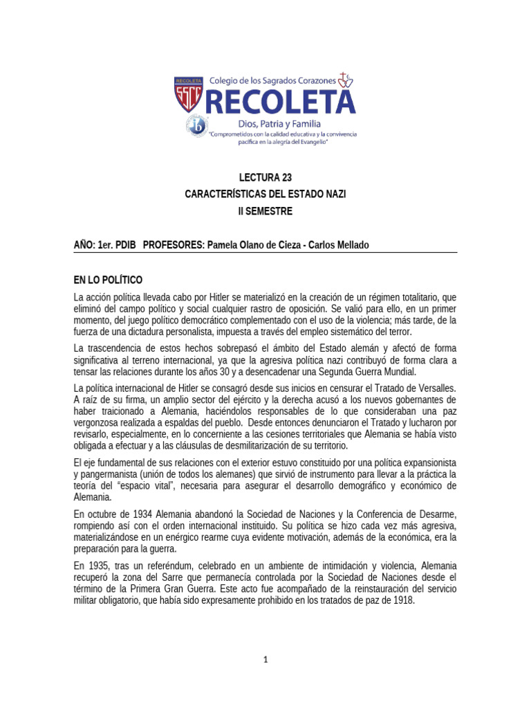 Caracteristicas Del Estado Nazi | PDF