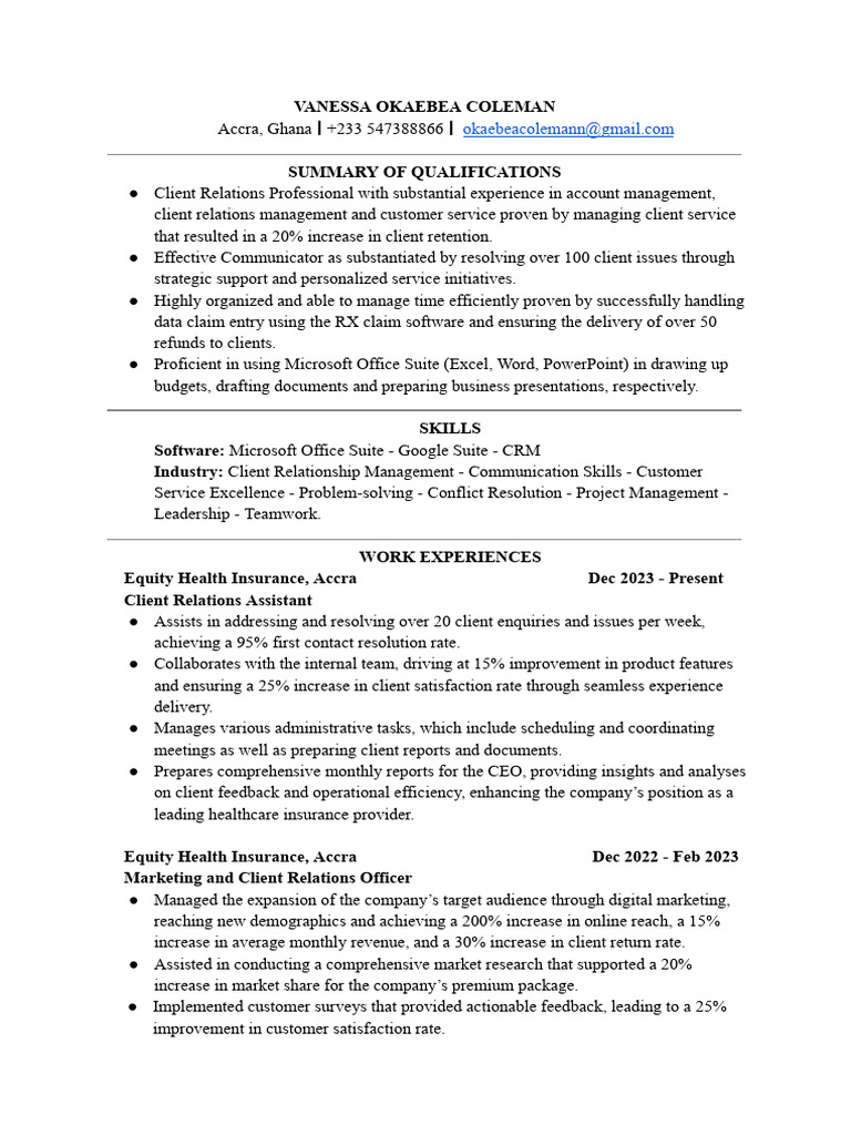 Vanessa Coleman- Cv | PDF