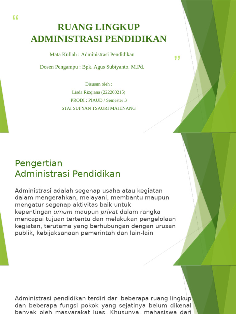 Ruang Lingkup Administrasi Pendidikan | PDF
