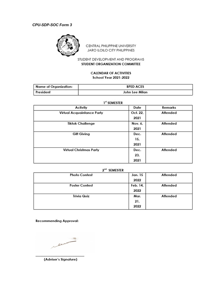 Bped Aces Form 3 | PDF