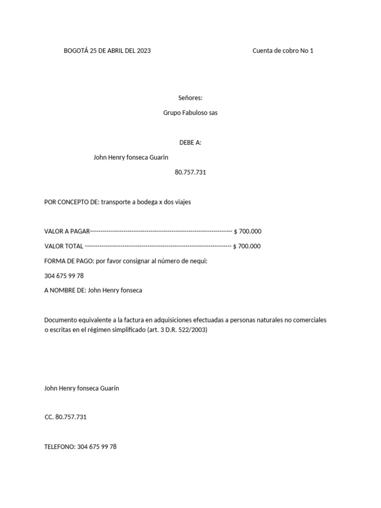 Cuenta de Cobx | PDF