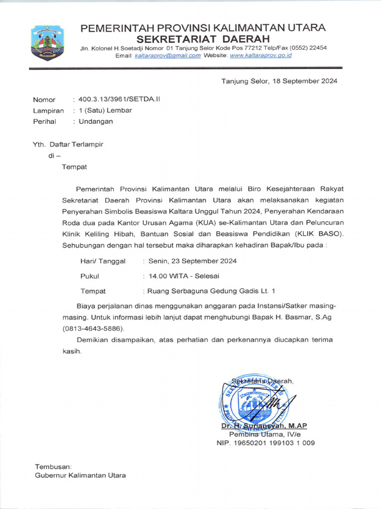 Undangan Penyerahan Simbolis (Kua) | PDF