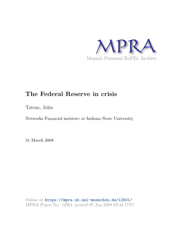 Federal Reserve in Crisis | PDF