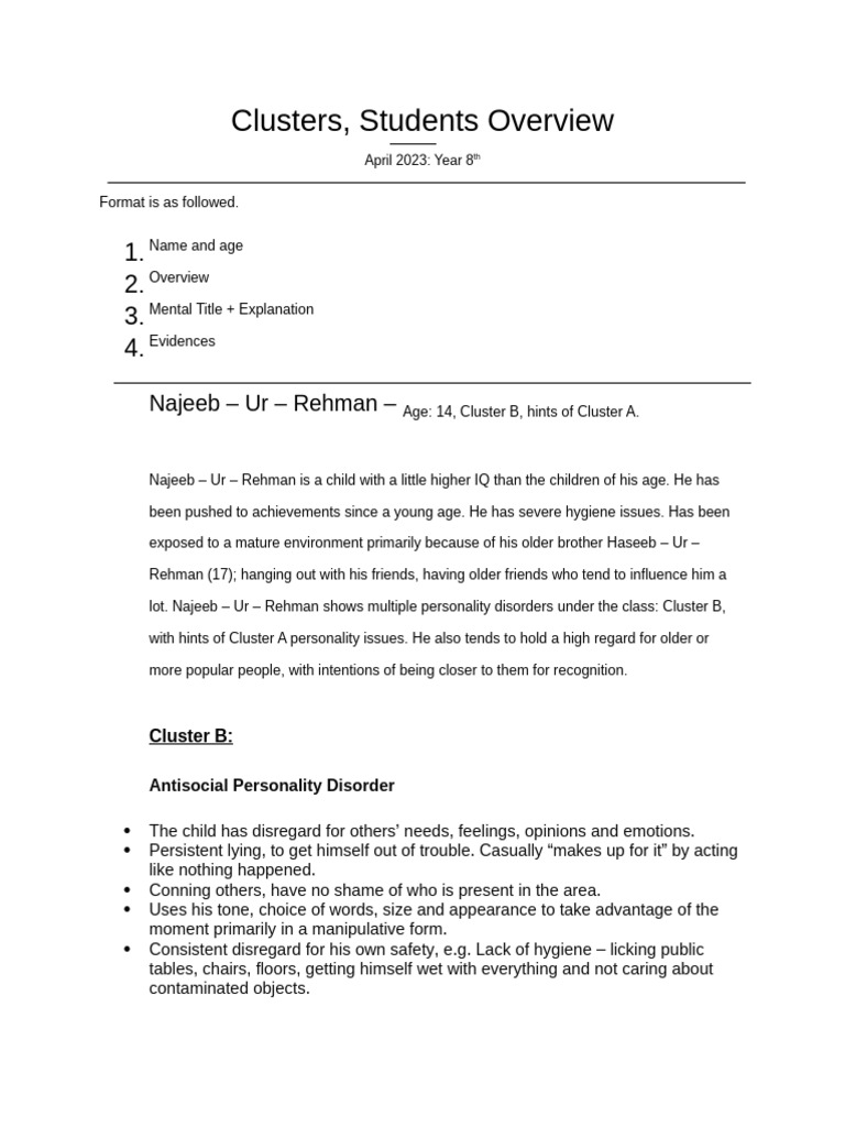 Student Personality Overview 2023 | PDF