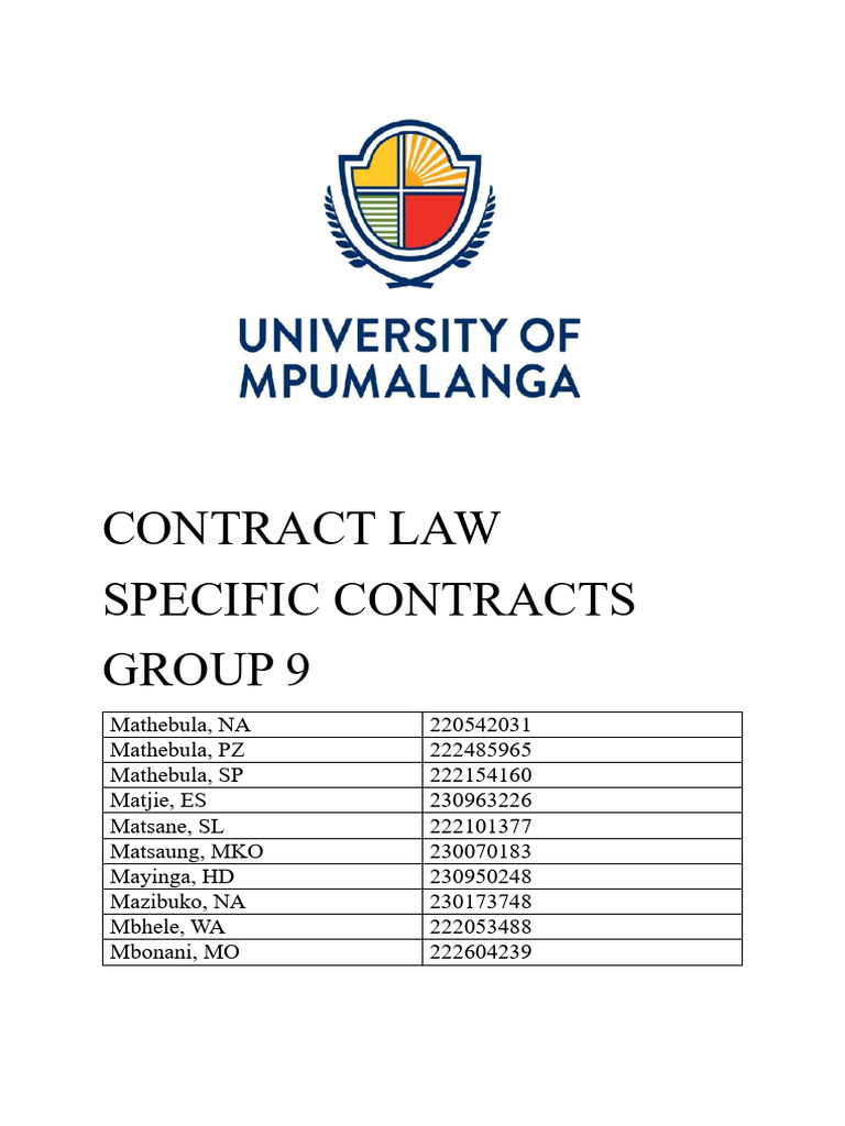 Specific Contracts Group Assignment | PDF Specific Contracts Group Assignment | PDF
