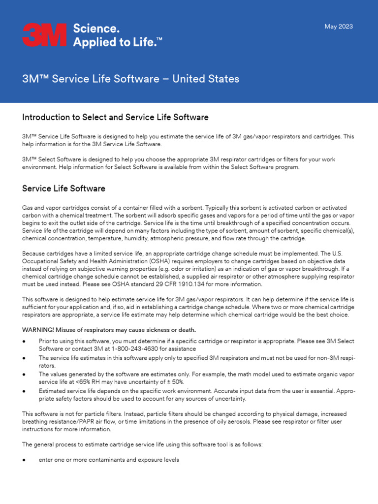 3M Service Life Software Overview | PDF | Atmospheric Pressure ...