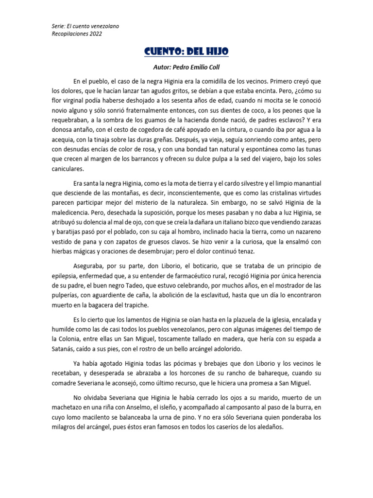 DEL HIJO AUTOR PEDRO EMILIO COLL ACTIVIDAD | PDF