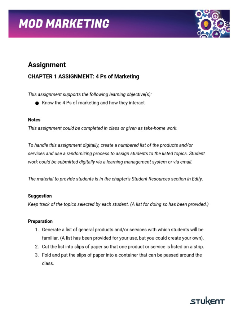 Chapter 1 Assignment - Instructor Resources | PDF