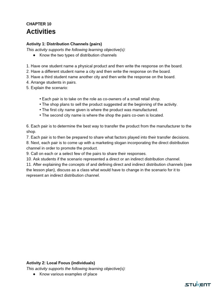 Chapter 10 Activities | PDF