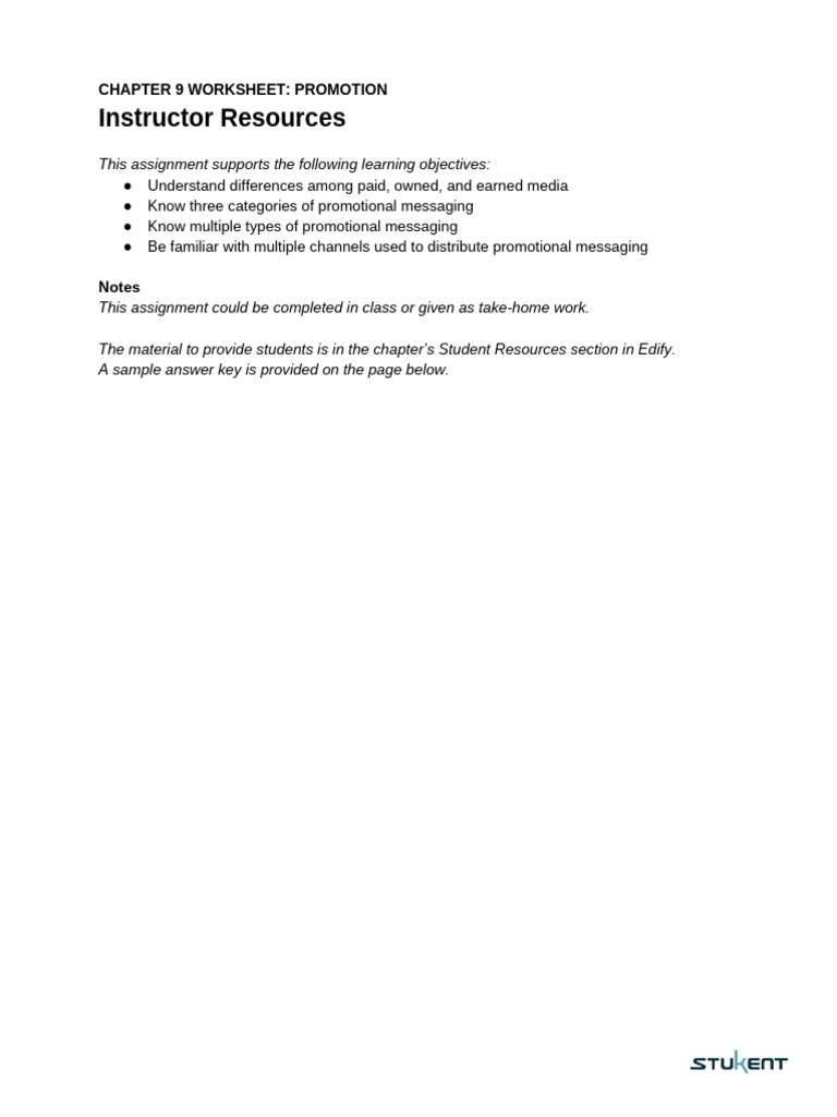 Chapter 9 Worksheet - Instructor Version | PDF
