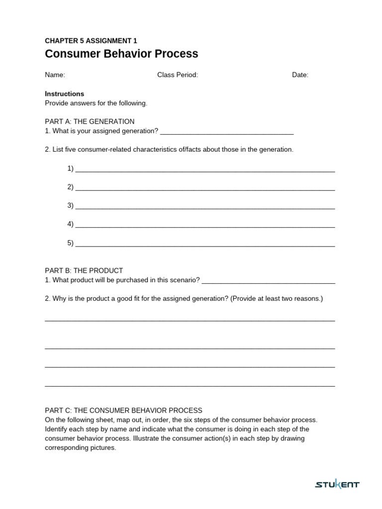 Chapter 5 Assignment 1 - Consumer Behavior Process | PDF