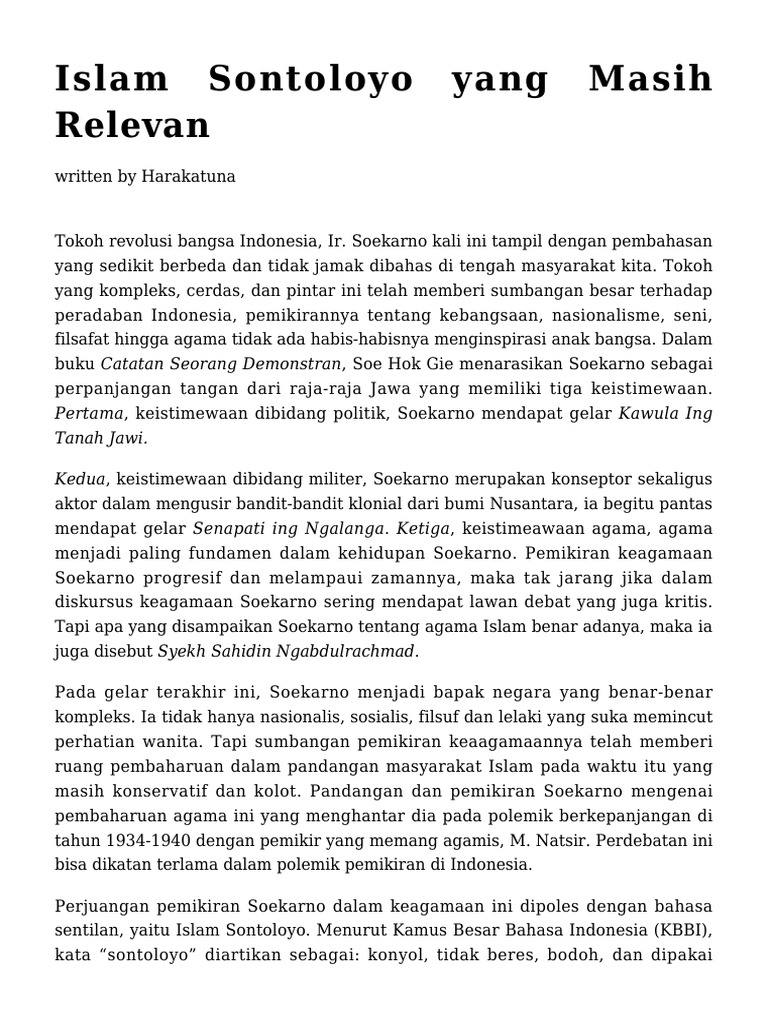 Islam Sontoloyo Yang Masih Relevan | PDF