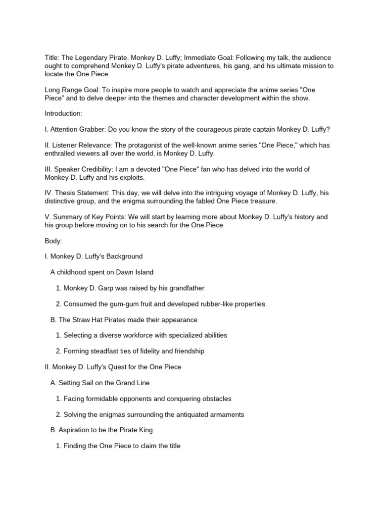 Monkey D Luffy Outline | PDF