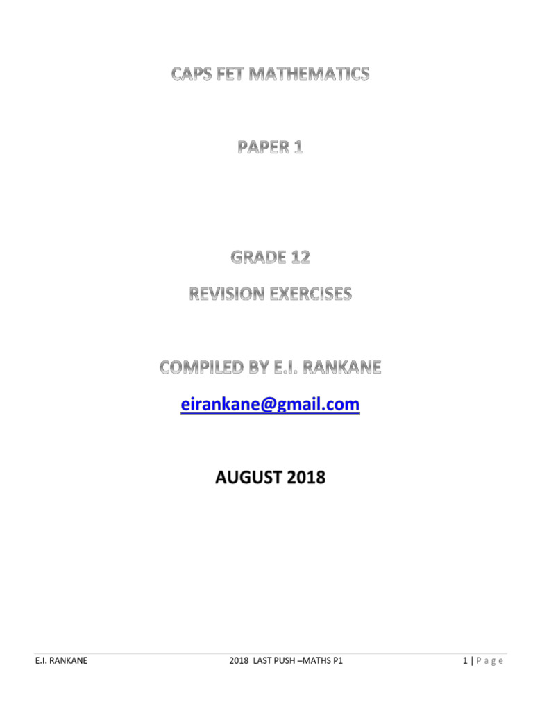 2018 Grade 12 Maths p1 Last Push Memo | PDF