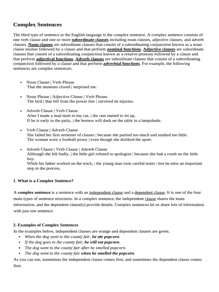 Complex Sentences-Theory | PDF