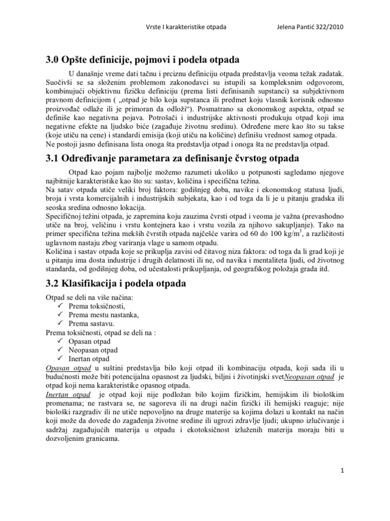 03 - S Vrste I Karakteristike Otpada | PDF