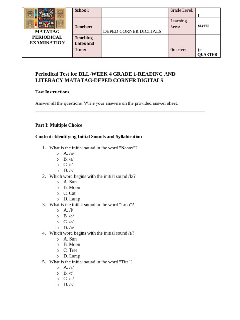 Pt-Week 4-Reading - Deped Corner Digitals | PDF